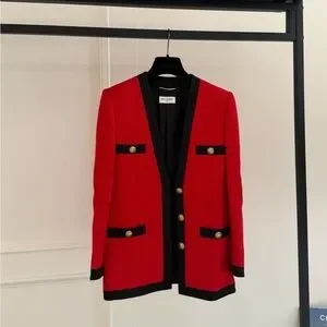 Saint Laurent | Jackets & Coats | Authentic Saint Laurent Red And Black ...